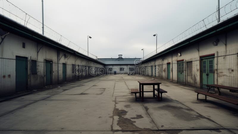 Prison Yard, Open Space with Limited Access for Prisoners Stock Image ...