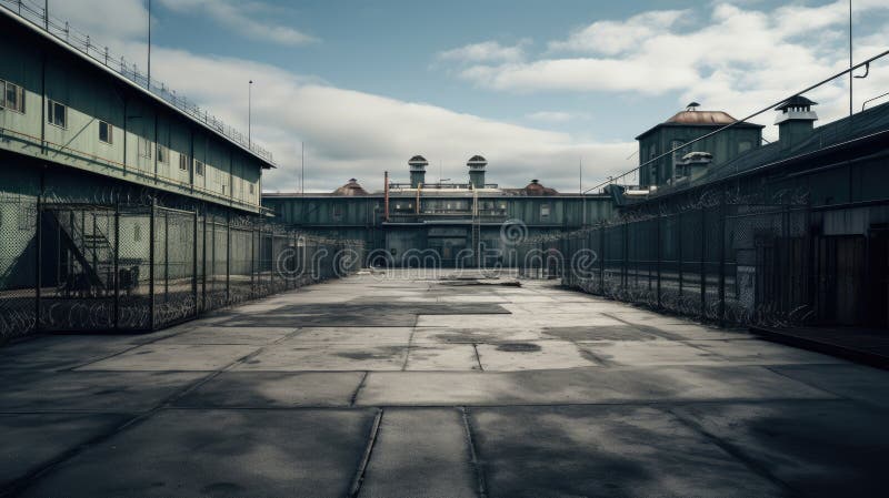 Prison Yard, Open Space with Limited Access for Prisoners Stock Image ...