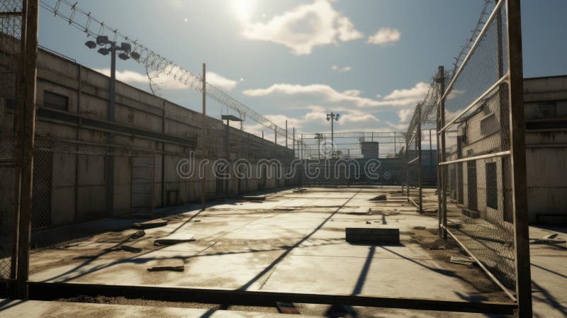 Prison Yard, Open Space with Limited Access for Prisoners Stock Image ...