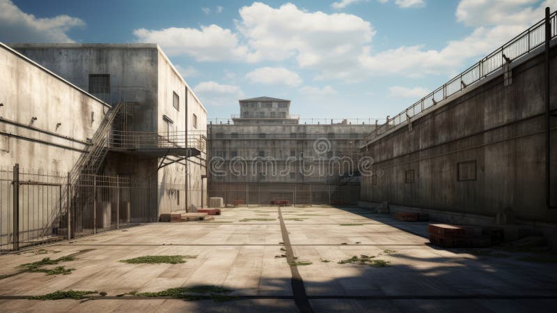 Prison Yard, Open Space with Limited Access for Prisoners Stock Image ...