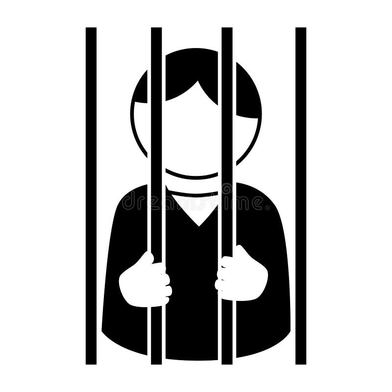 Cartoon Jailed Man Behind the Prison Bars Coloring Page Stock Vector ...