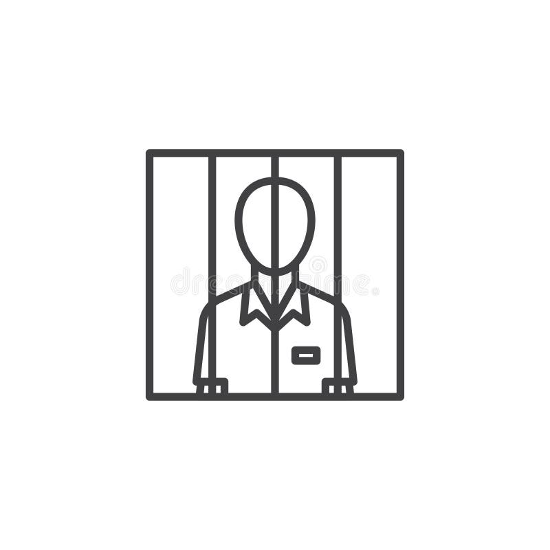 Prisoner Behind Bars Outline Icon. Linear Style Sign for Mobile Concept ...