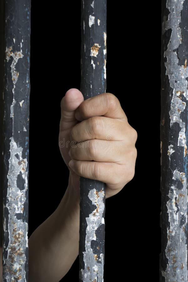 Prisoner Hand Holding Iron Bar Stock Image - Image of life, prison ...