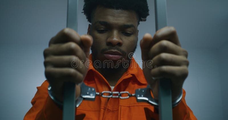 Prisoner Keeps Hands In Handcuffs On Jail Cell Stock Image Image Of Lean Correctional 285825011
