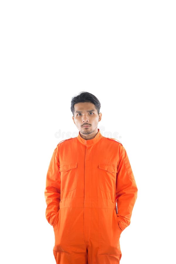 Prisoner Man Isolated on White Background. Stock Image - Image of ...