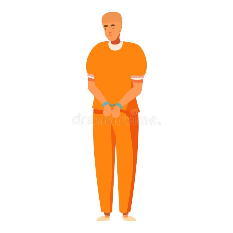 Prisoner in Orange Jumpsuit Standing with Handcuffs Stock Vector ...