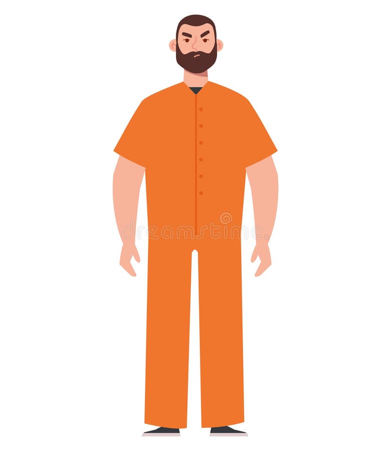 Prisoner with Orange Prison Robe Stock Vector - Illustration of robber ...