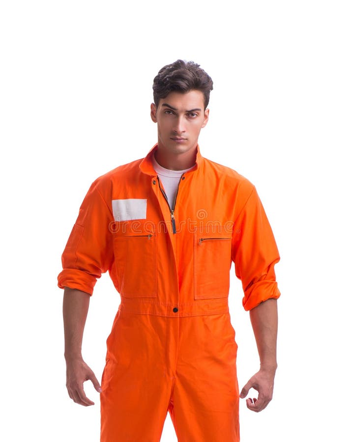 Prisoner in Orange Robe Isolated on White Background Stock Photo ...