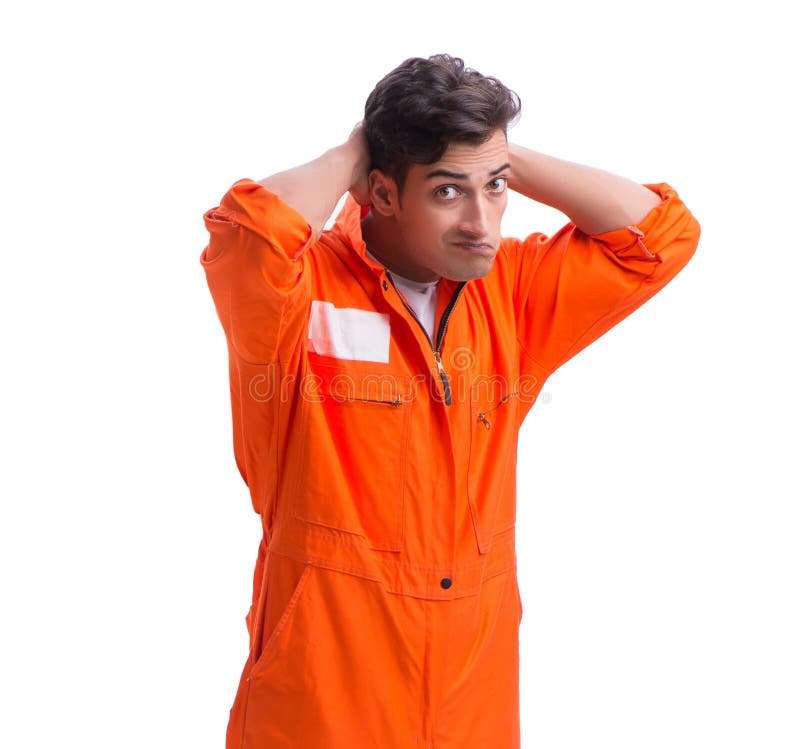 Prisoner in Orange Robe Isolated on White Background Stock Photo ...