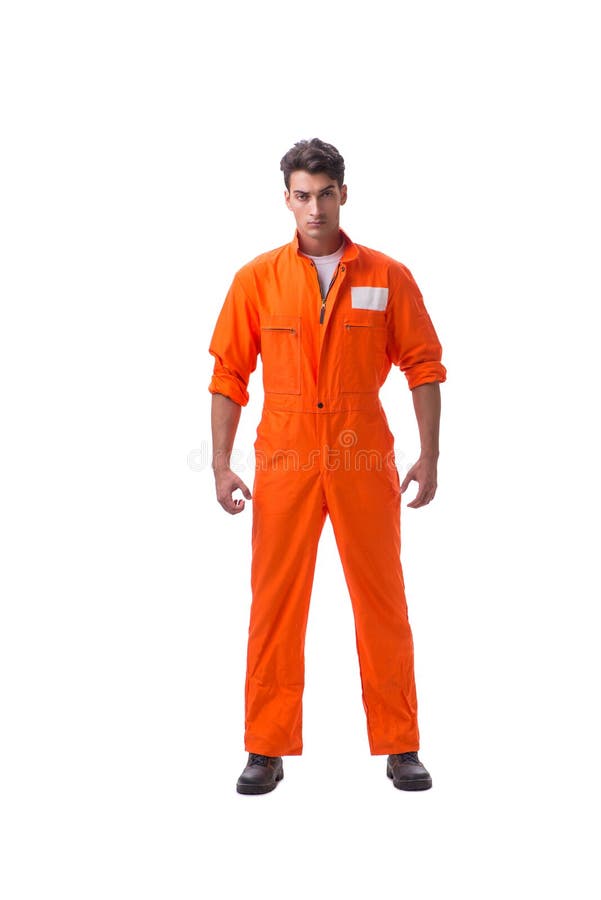 Prisoner Orange Ball Cuffs Sit Look Back Stock Image - Image of escape ...