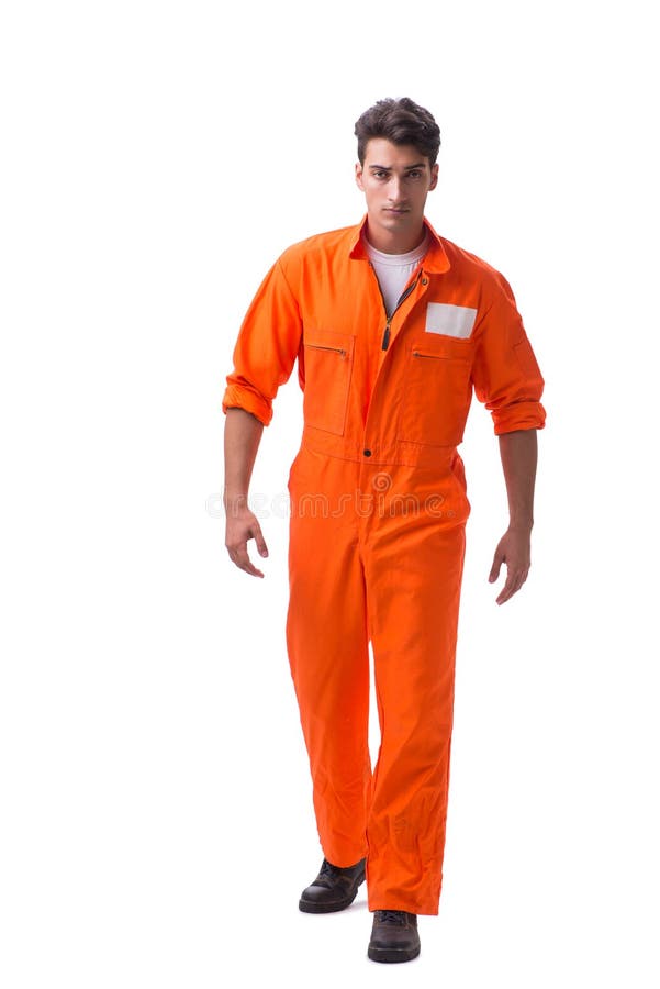 The Prisoner in Orange Robe Isolated on White Background Stock Image ...