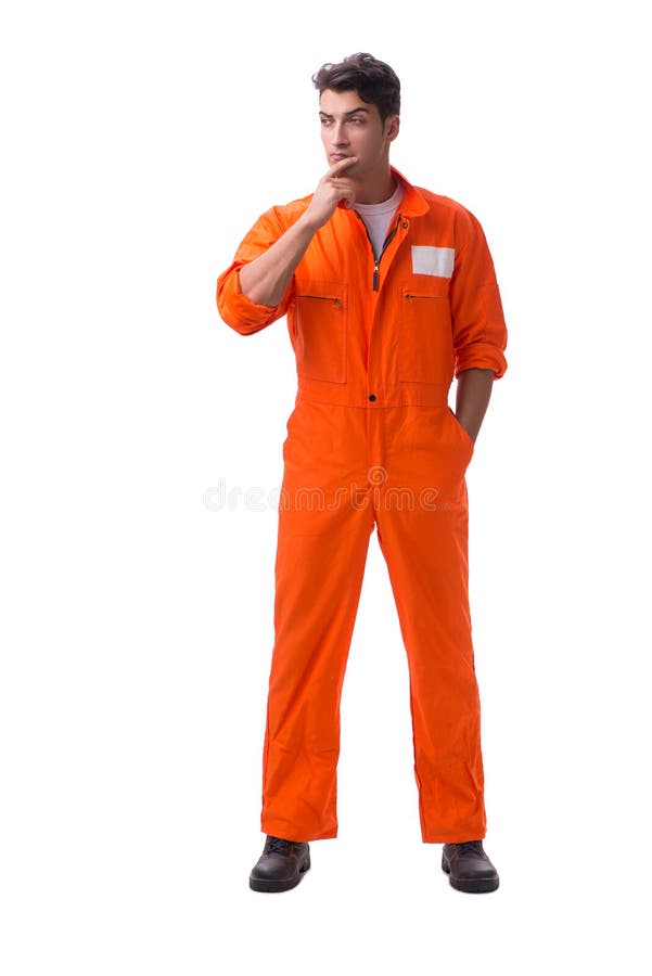 Prisoner Orange Ball Cuffs Sit Look Back Stock Image - Image of escape ...