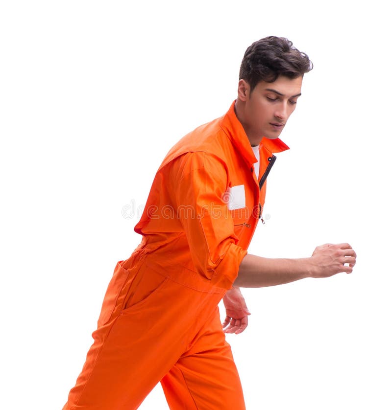 Prisoner in Orange Robe Isolated on White Background Stock Photo ...