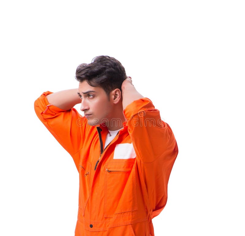 Prisoner in Orange Robe Isolated on White Background Stock Image ...