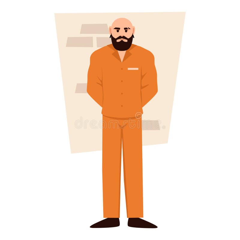 Prisoner in Orange Uniform. Stock Vector - Illustration of lock ...