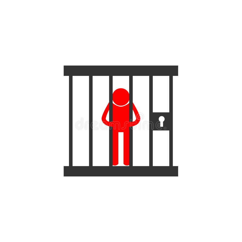 Prisoner In Prison, Symbol On White Background Stock Illustration ...