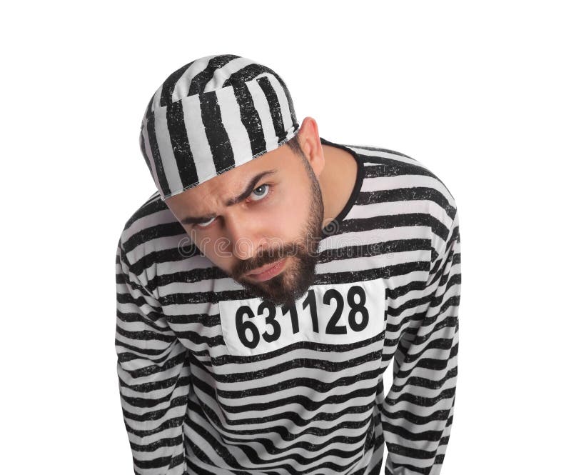 Prisoner in Special Uniform on White Background Stock Photo - Image of ...