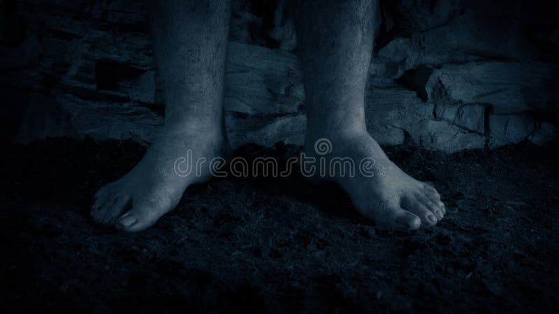 Prisoner Stands in Dark Jail Barefooted Stock Footage - Video of ...