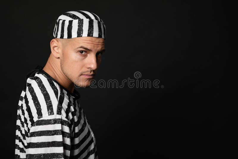 Black and White Striped Prisoner Hat Stock Photo - Image of clipping ...