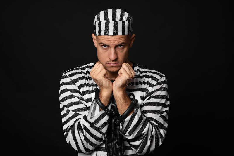 Black and White Striped Prisoner Hat Stock Photo - Image of clipping ...