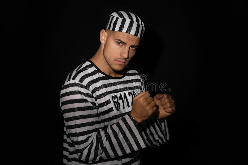 Black and White Striped Prisoner Hat Stock Photo - Image of clipping ...