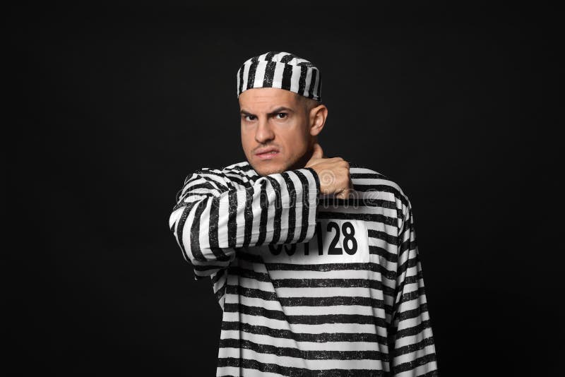 Black and White Striped Prisoner Hat Stock Photo - Image of clipping ...
