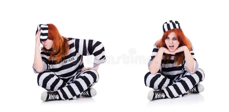 Prisoner in Striped Uniform on White Stock Photo - Image of convict ...