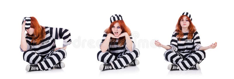 Prisoner in Striped Uniform on White Stock Photo - Image of detention ...