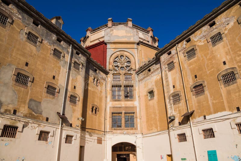 Prisoners` Courtyard in Barcelona`s La Modelo Prison Stock Photo ...