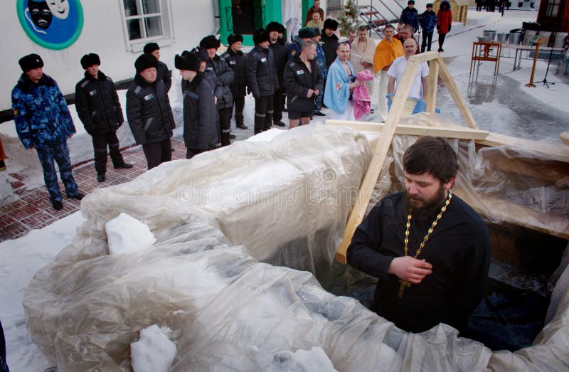 Barnaul, Russia-January 19, 2019.Prisoners in Prison Take the Rite of ...