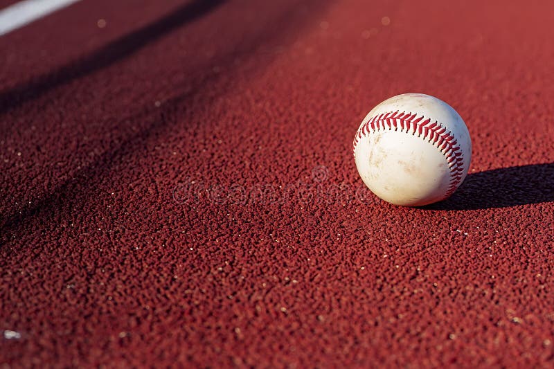 Pristine Baseball Positioned on Vibrant Red Rubber Track Stock Photo ...