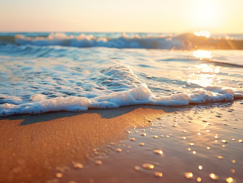 Pristine Beach and Turquoise Ocean Blend at Sunrise, Tropical Paradise ...