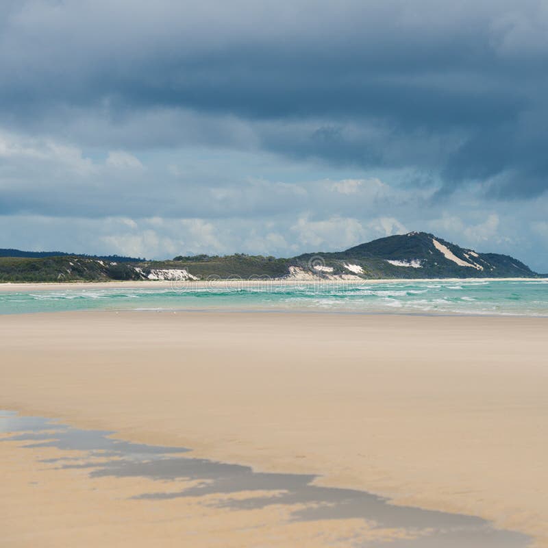 Pristine Beachfront at North Point, Moreton Island. Stock Image - Image ...