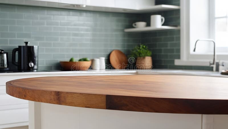A Pristine and Bright Kitchen Interior Features an Empty, Stock ...