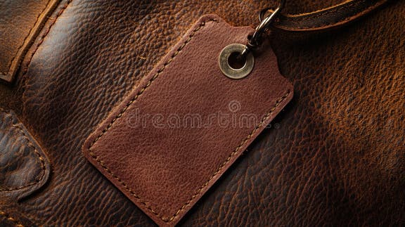 Pristine Brown Leather Tag with Softened Edges on Background Stock ...