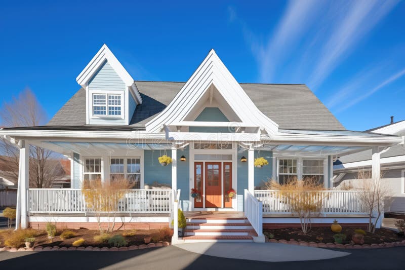 Pristine Cape Cod Home with Dormers Featured Under a Clear Blue Sky ...