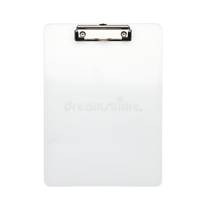 A Clear Clipboard with a Metal Clip Placed Centrally Against a Plain ...