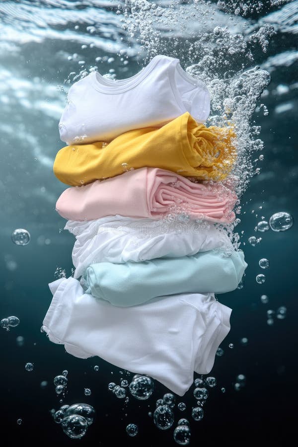 Pristine Display: Clothes Floating Gracefully in Clear Water ...
