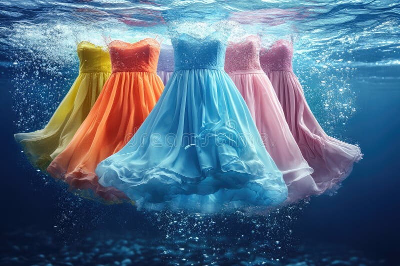 Pristine Display: Clothes Floating Gracefully in Clear Water ...