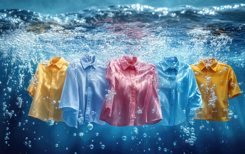 Pristine Display: Clothes Floating Gracefully in Clear Water ...
