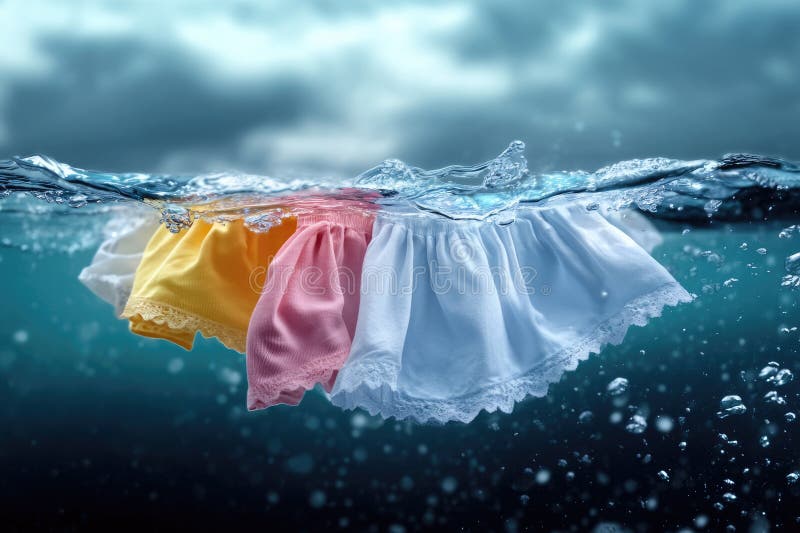 Pristine Display: Clothes Floating Gracefully in Clear Water ...