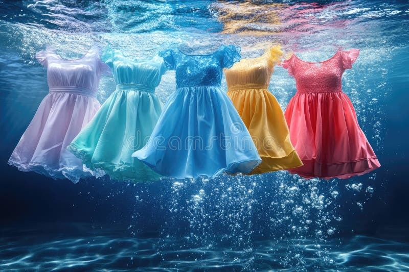 Pristine Display: Clothes Floating Gracefully in Clear Water ...