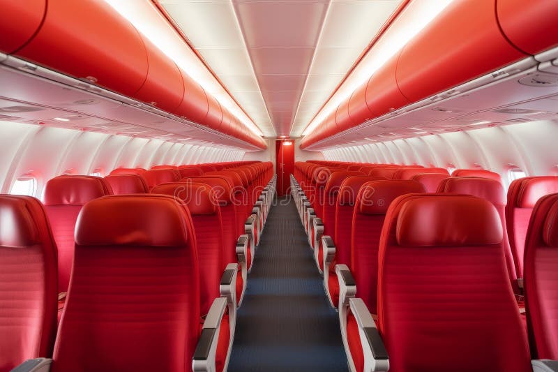Pristine Empty Aircraft Red Interior. Generate Ai Stock Illustration ...