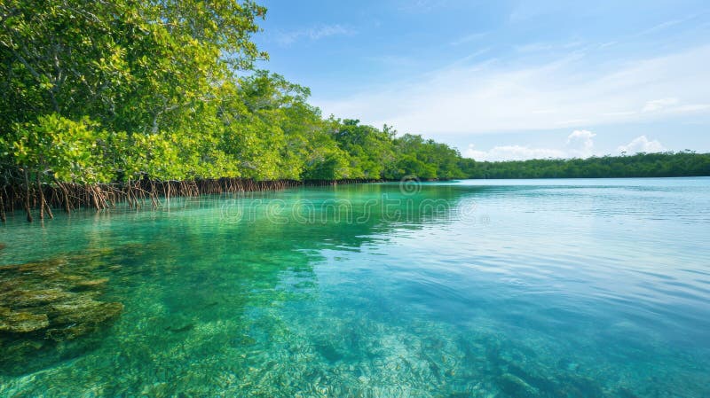 Pristine Freshwater Bay Surrounded by Dense Mangroves, Rich and Natural ...