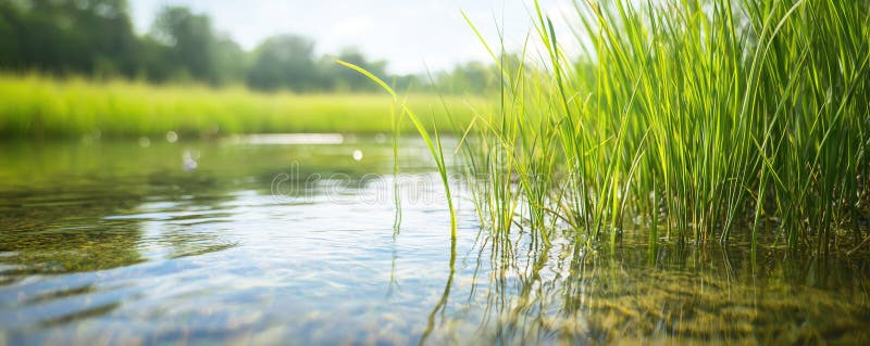 Pristine Freshwater Marsh with Clear Water and Abundant Wildlife, Rich ...