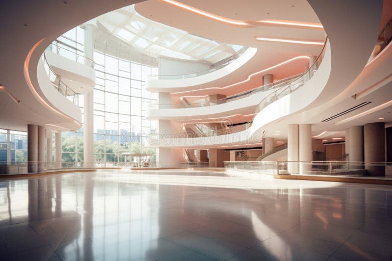 Pristine Futuristic Building Inside Floor Clean. Generate Ai Stock ...