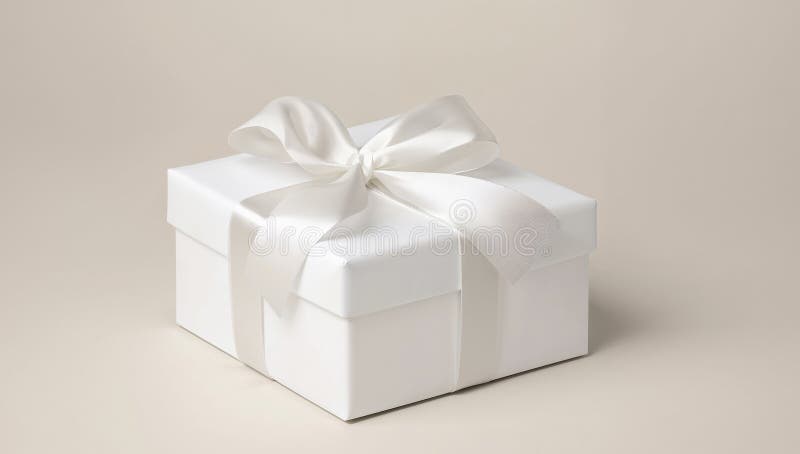 Pristine Gift, Boxed and Bowed. a Study in White, Texture, and Formal Presentation. Stock Image ...