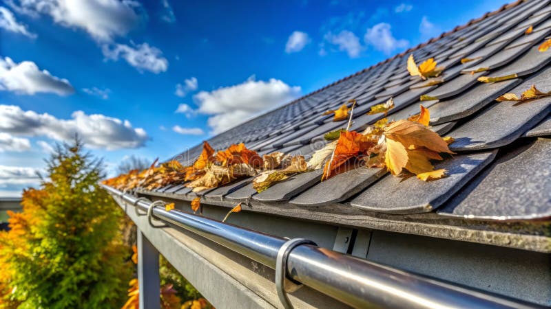 Pristine Gutter System on a Sunny Day a Secure and Clean Roofline Stock ...