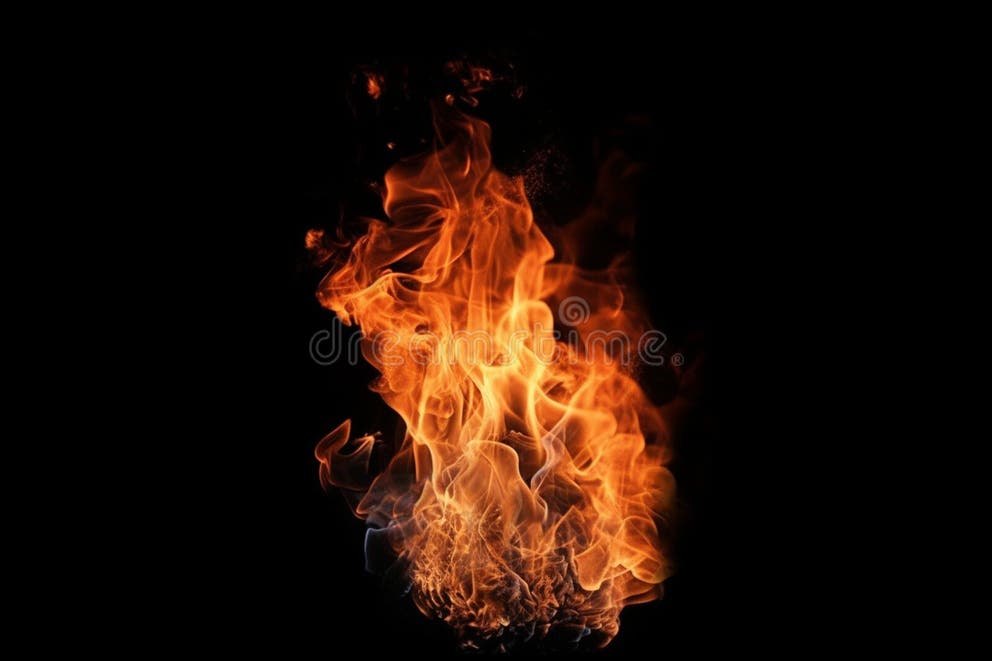 Pristine Isolated Fire with a Striking Black Background Stock Illustration - Illustration of ...