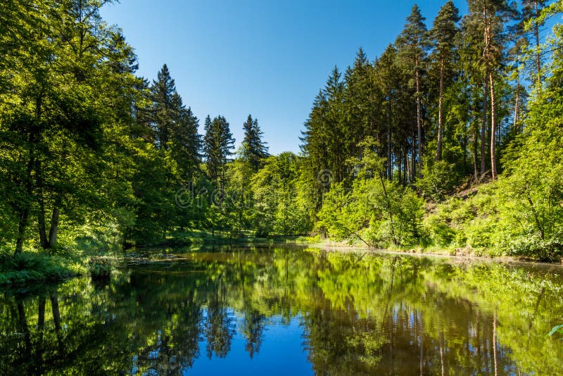 Pristine Lake Scene stock photo. Image of europe, peaceful - 63366222